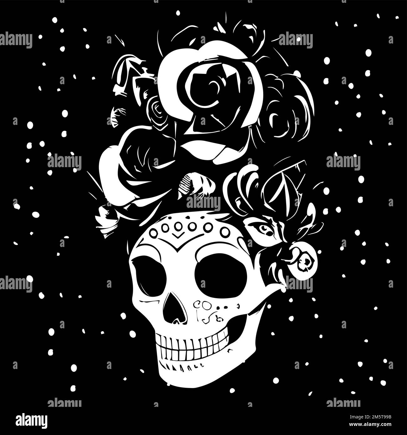 Girly Sugar Skull Outline