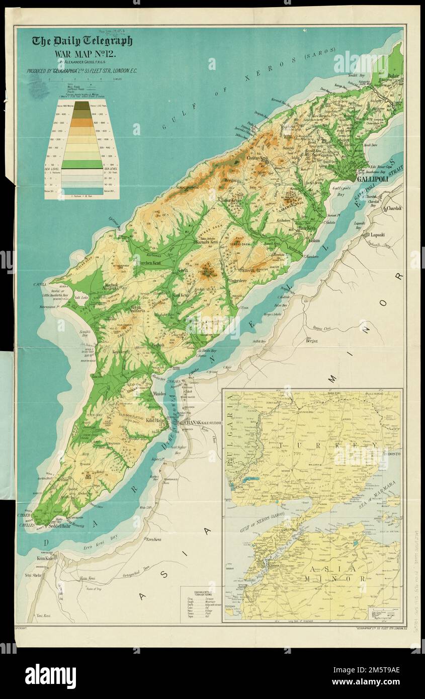 The Daily Telegraph war map no. 12. Map of Gallipoli Peninsula showing ...