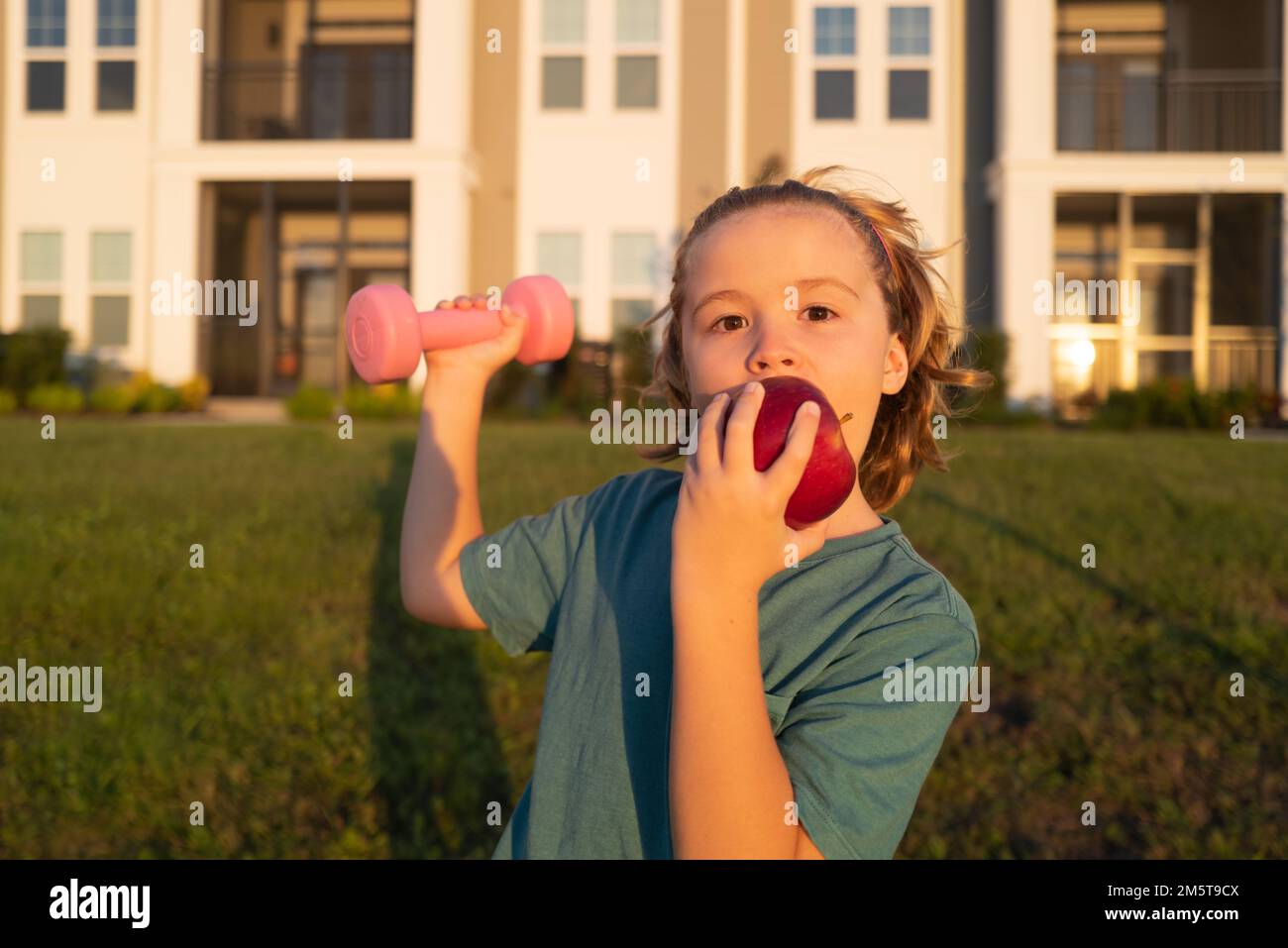 Kids sport training outdoor. Sport activities at leisure with children ...