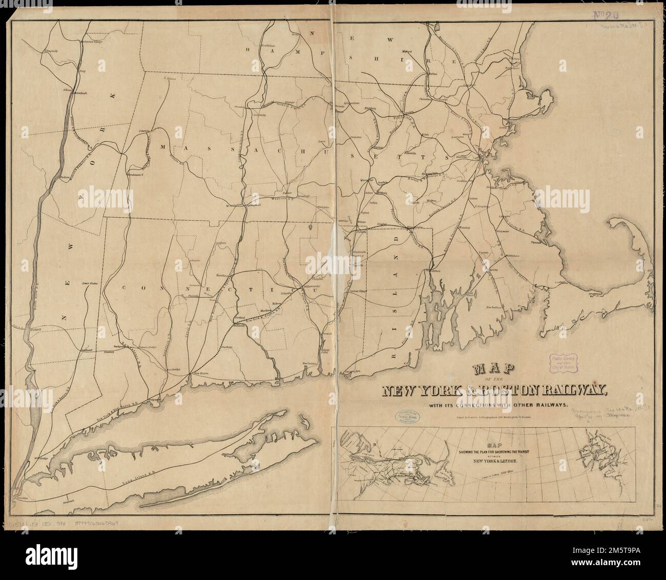 Map of the New York & Boston Railway, with its connections with other ...