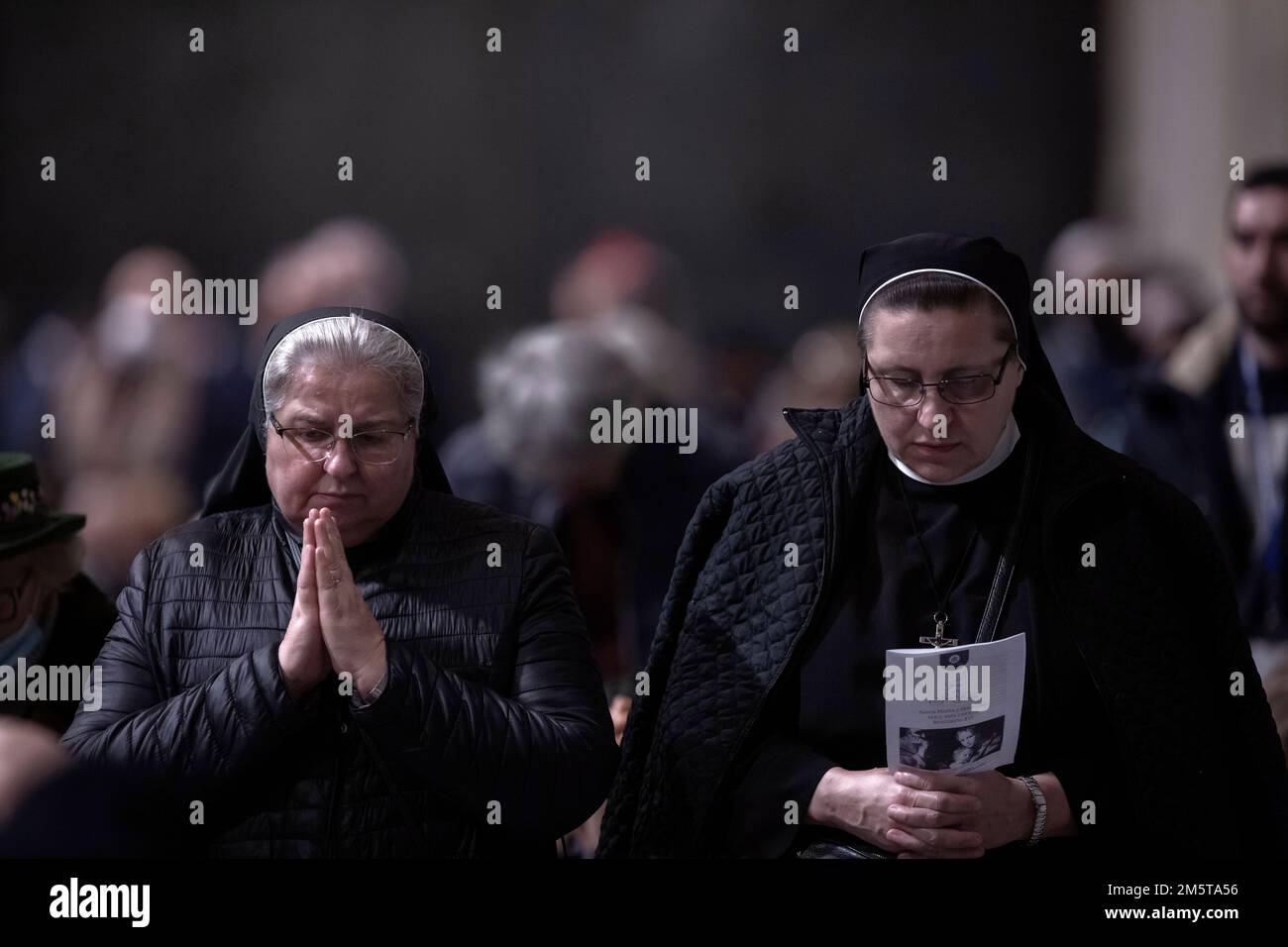 Rome, Italy, 30 december 2022. Nuns attend a mass for Pope Emeritus ...