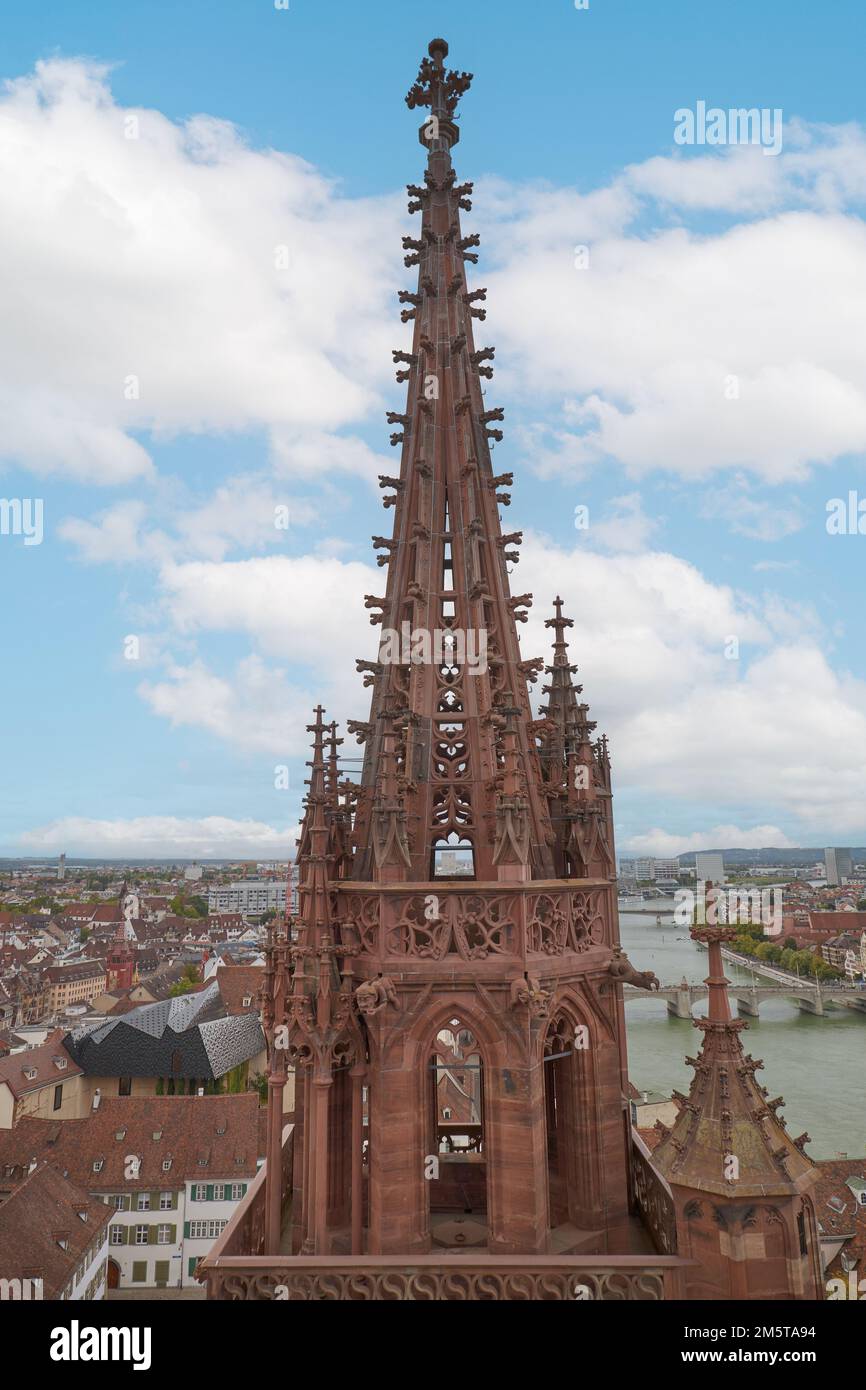 The tower of the Basel cathedral in Switzerland Stock Photo - Alamy