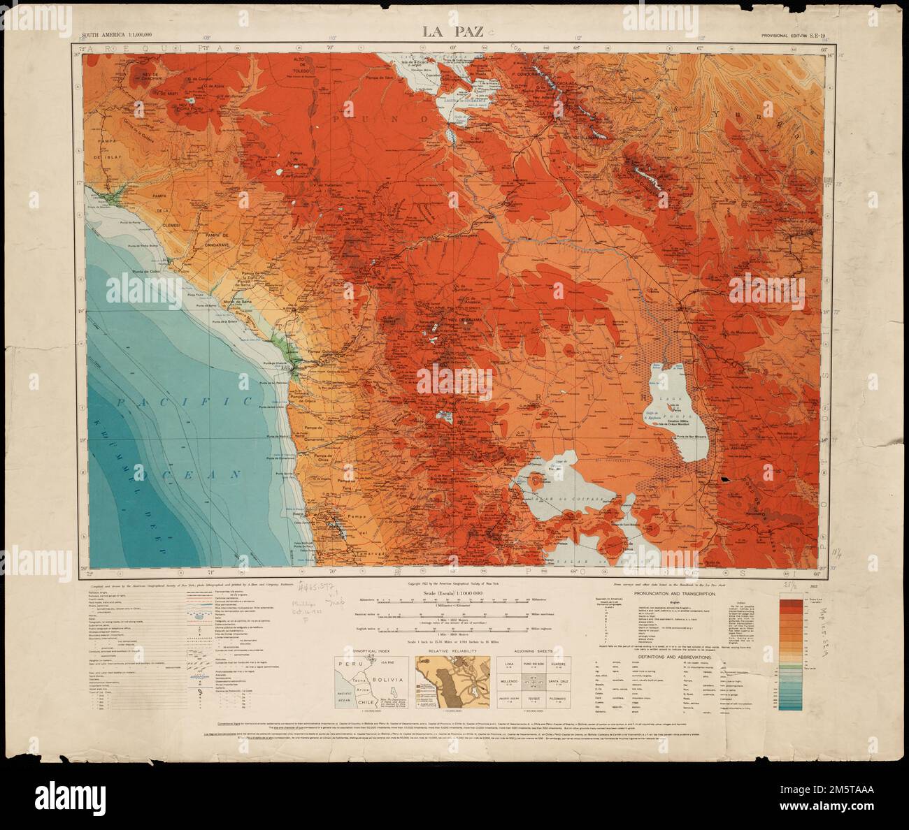 La Paz : South America 1:1,000,000. English and Spanish text. Relief ...