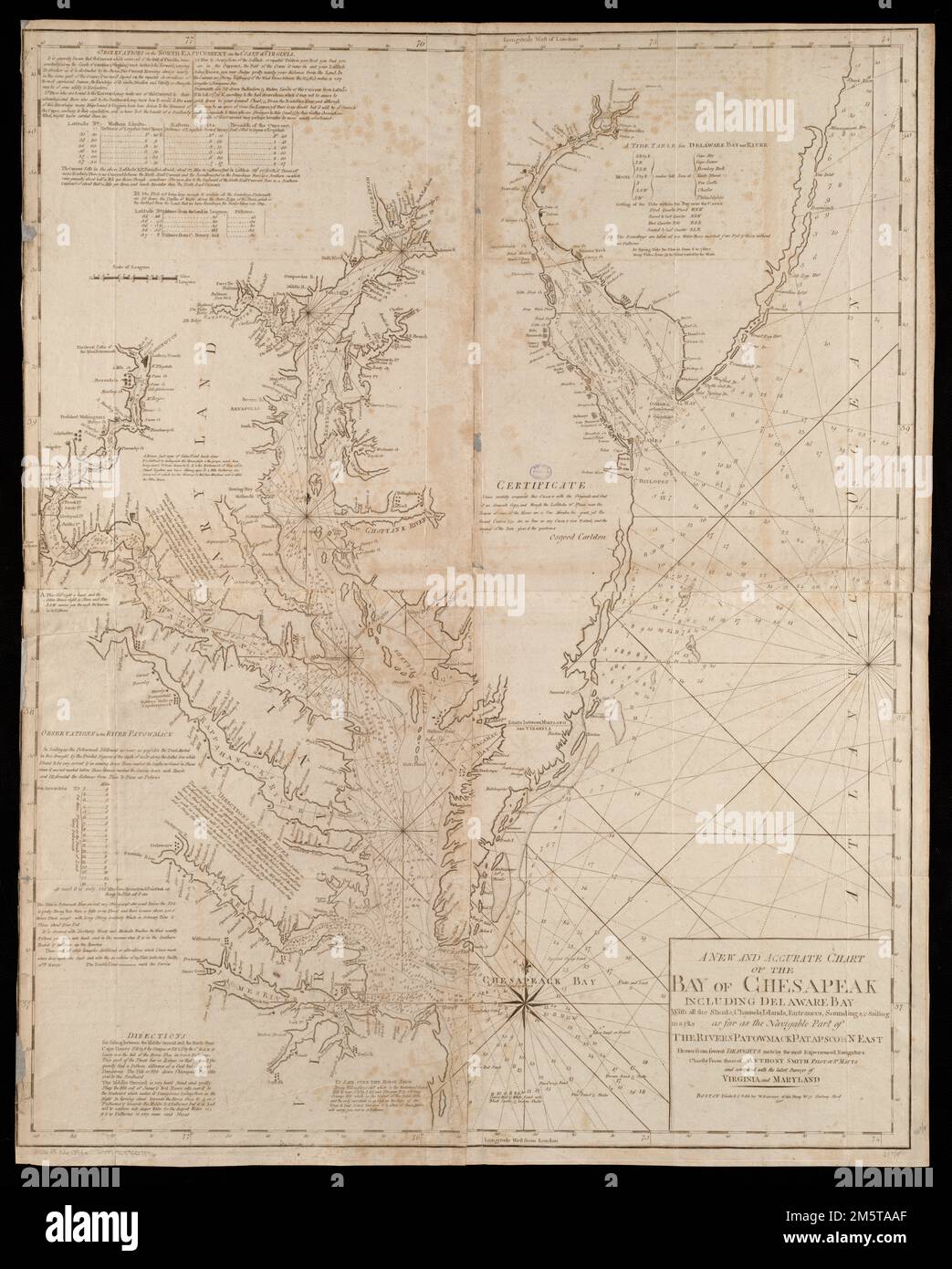 A new and accurate chart of the Bay of Chesapeak including Delaware Bay ...
