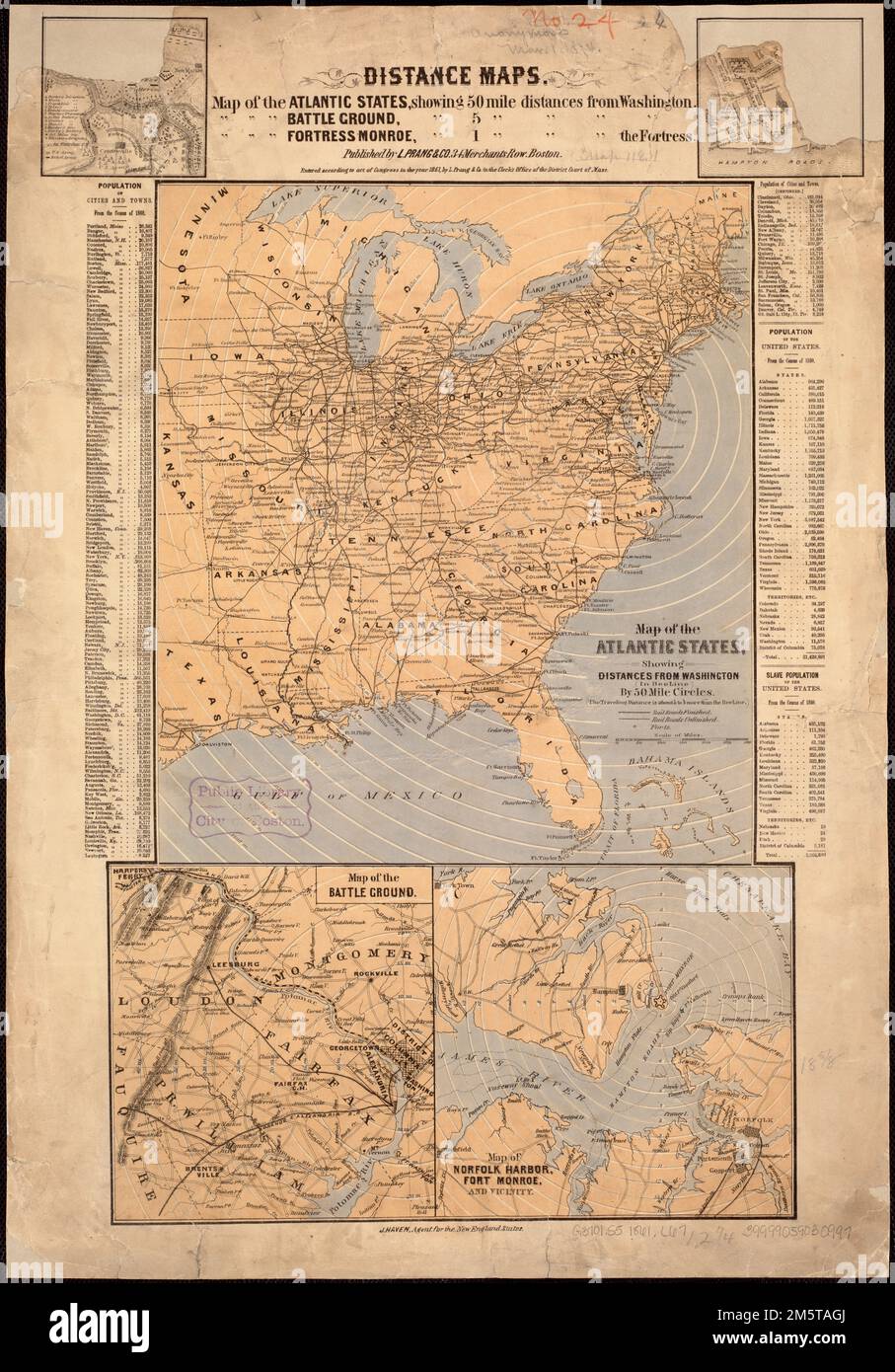 Map of the Atlantic States, showing distances from Washington (in bee ...