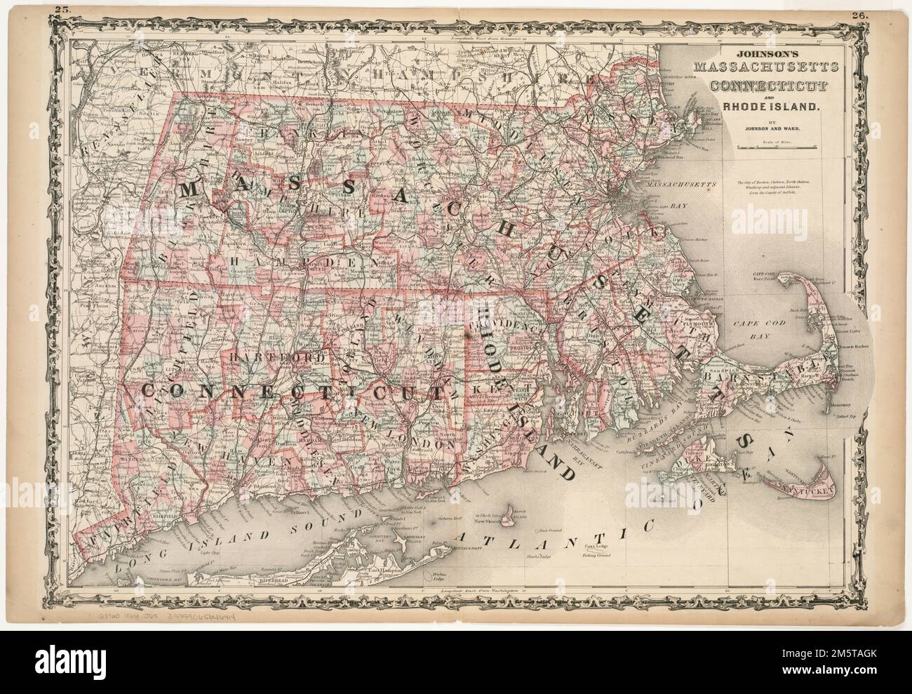 Johnson's Massachusetts Connecticut and Rhode Island. Relief shown by ...