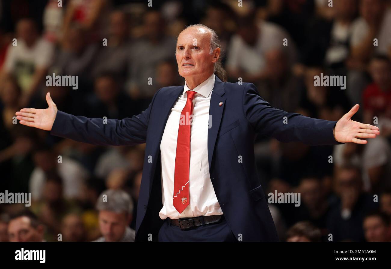 Belgrade. 30th Dec, 2022. Crvena Zvezda's head coach Dusko Ivanovic ...