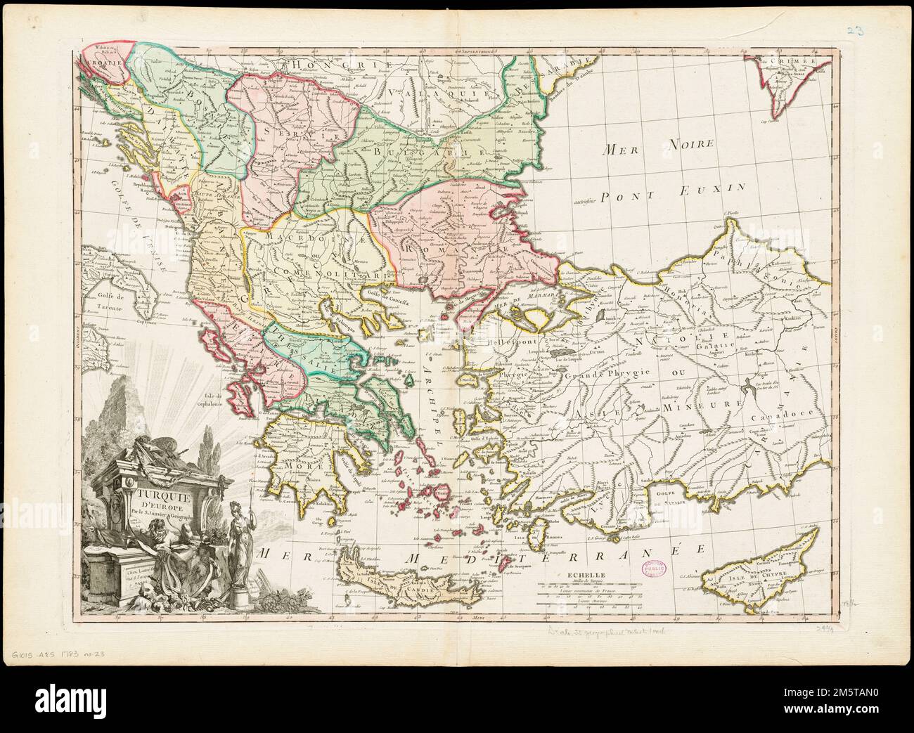 Turquie d'Europe. Relief shown pictorially. Prime meridian: [Ferro ...