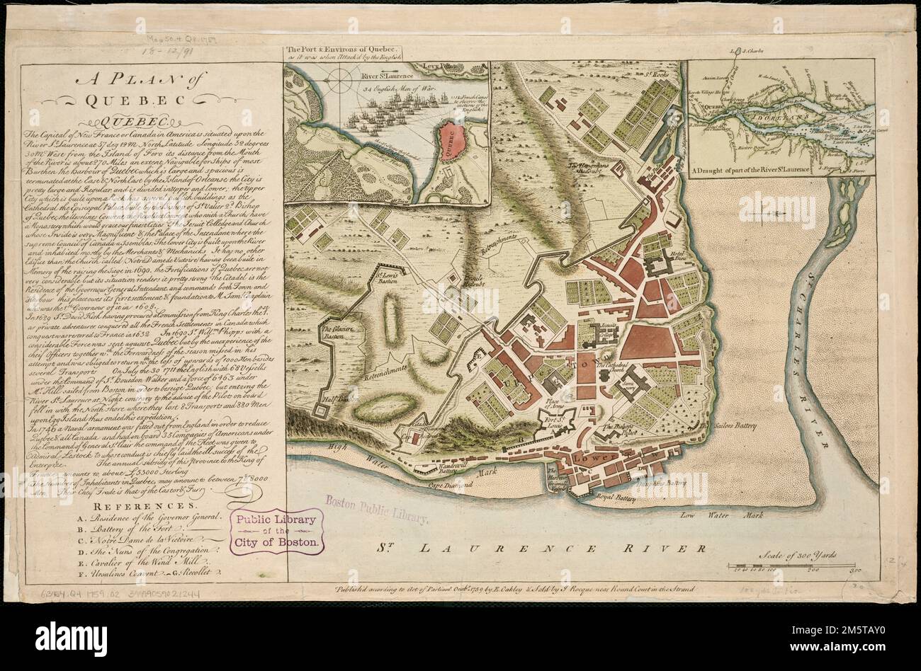 A plan of Quebec. Relief shown by hachures. Oriented with north to the ...