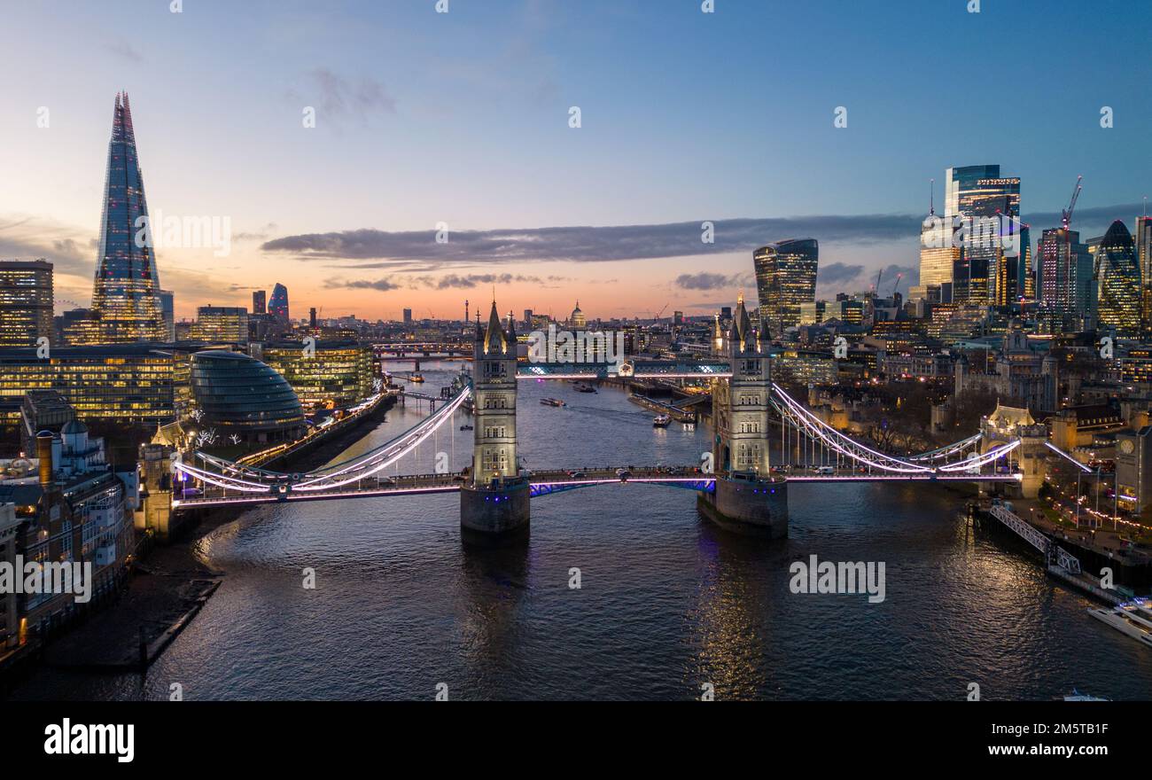 Wonderful evening view over London and Tower Bridge from above - LONDON ...