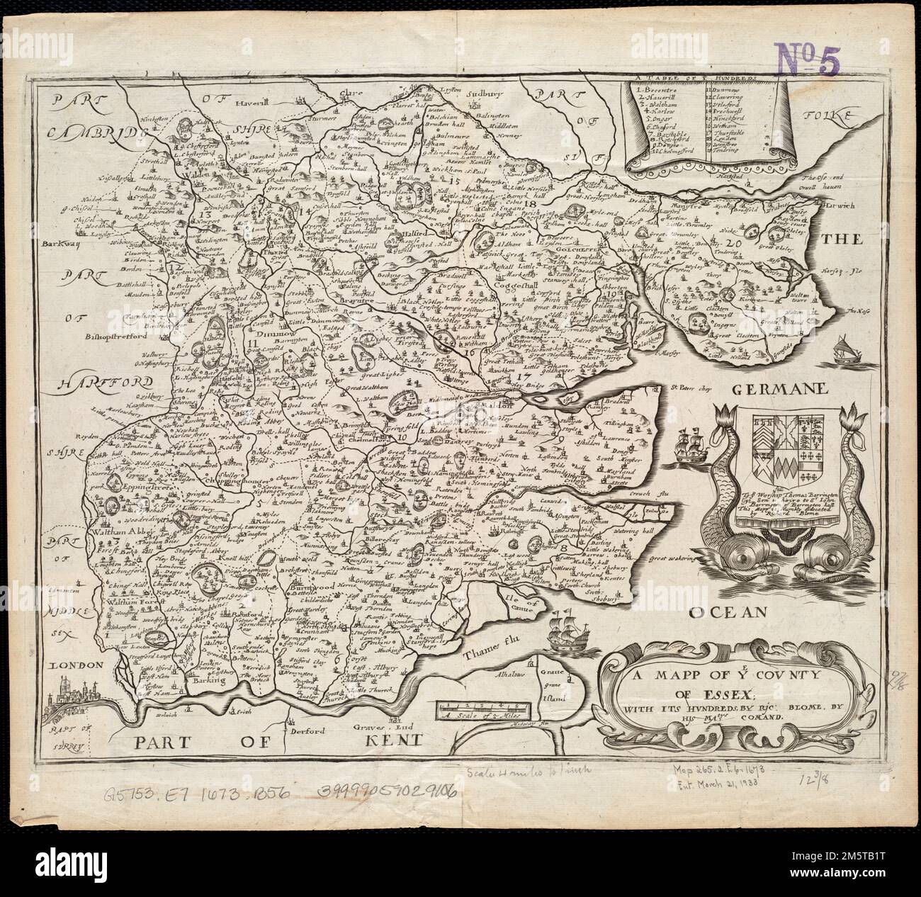 A mapp of ye county of Essex : with its hundreds. Relief shown ...