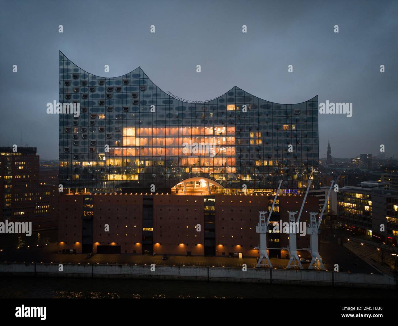 Amazing night view over Elbphilharmonie Concert Hall in Hamburg ...