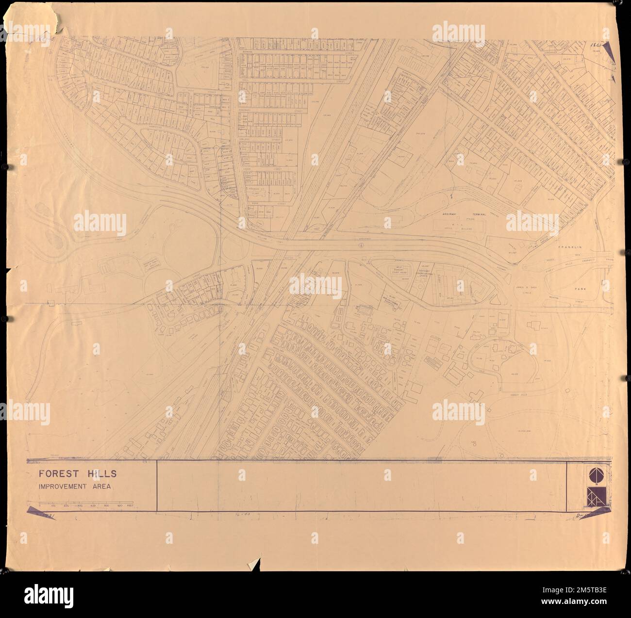 Forest Hills improvement area. Shows land parcels, area, building ...