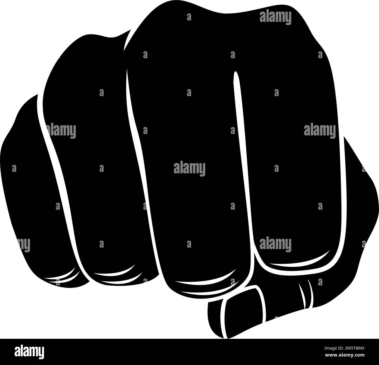 Black Fist Isolated on White Background. Thin Line Icon for Website ...