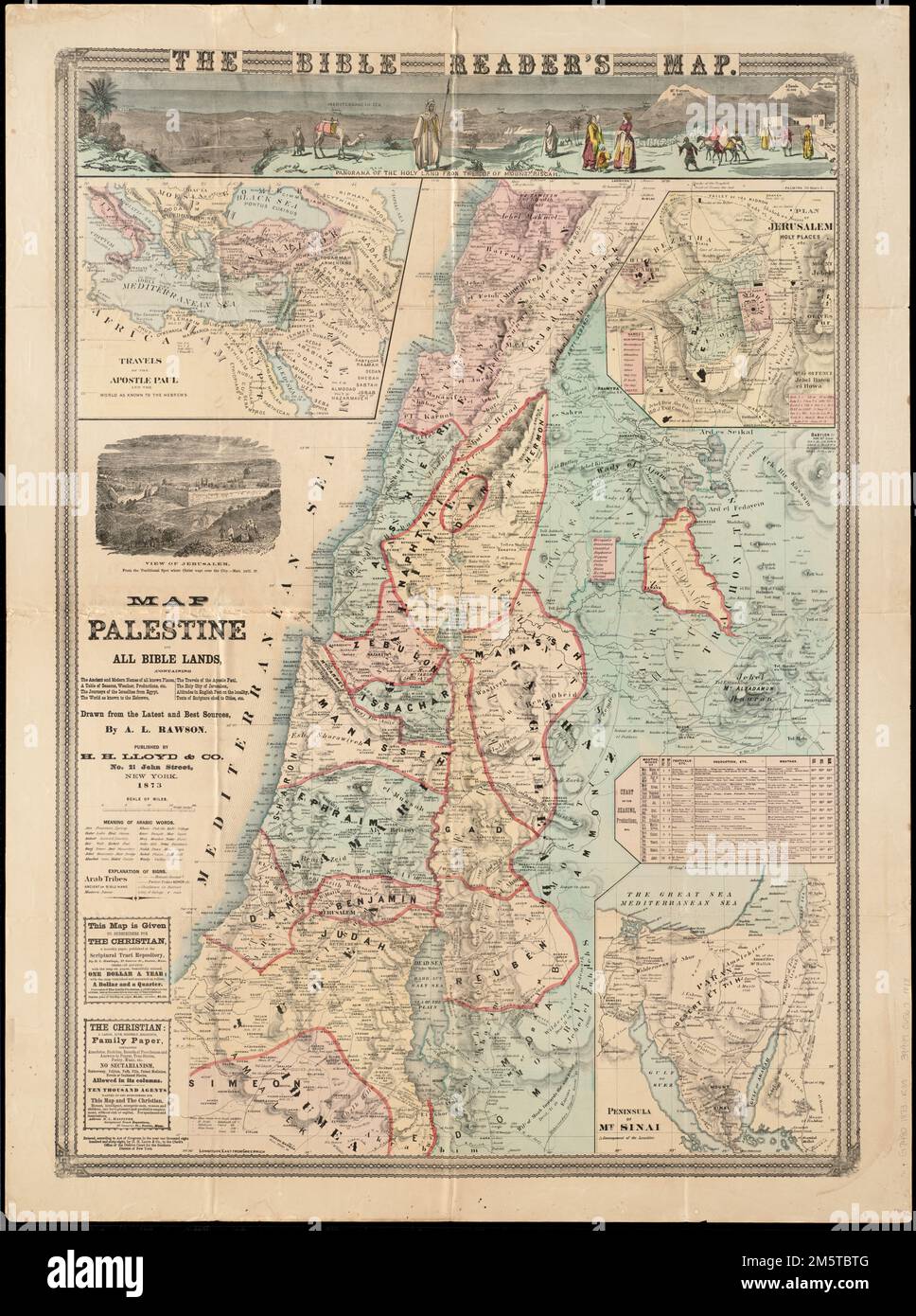 Map of Palestine and all Bible lands, containing the ancient and modern ...