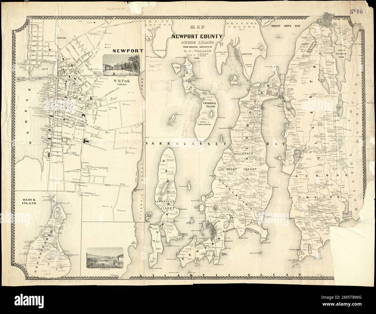 Map of Newport County, Rhode Island. Covers area north from Brenton's ...