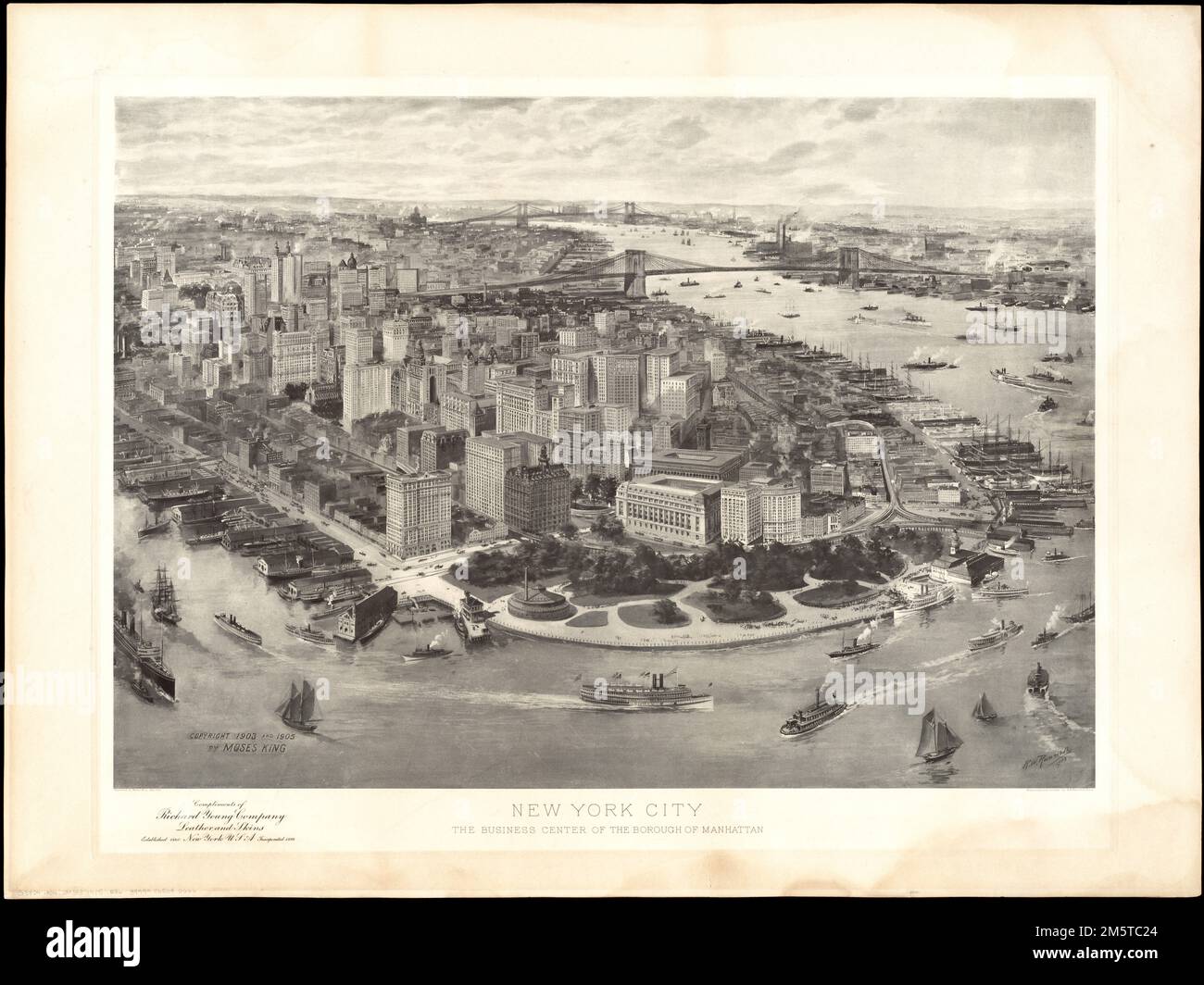 New York City : the business center of the borough of Manhattan. Bird's ...