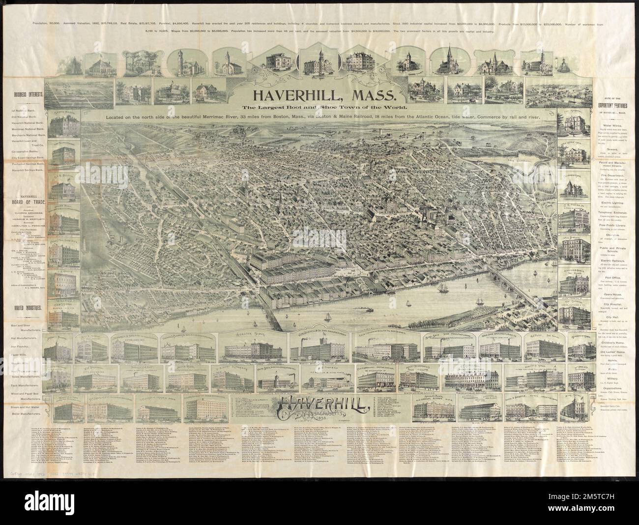 Haverhill, Massachusetts. Birds-eye view from the southeast. Map ...