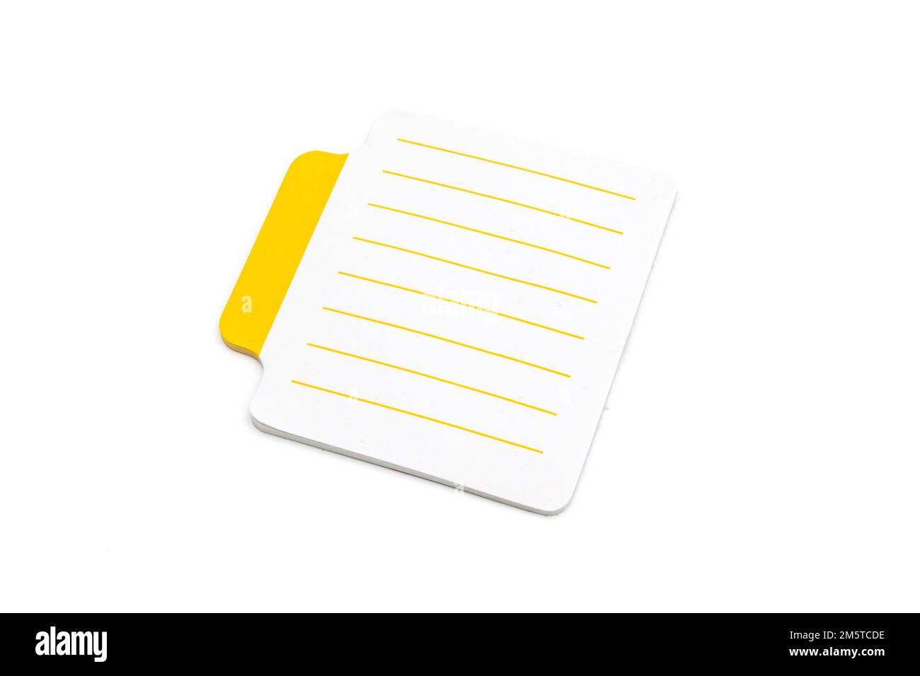 Blank small lined sticky notes with yellow tab on the left side of ...
