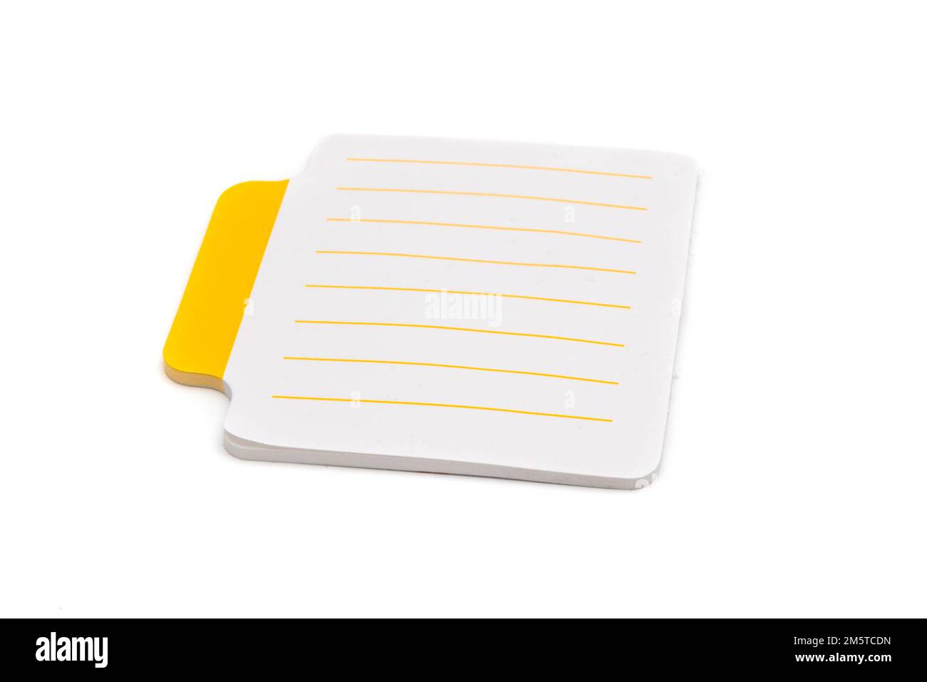 Blank small lined sticky notes with yellow tab on the left side of ...