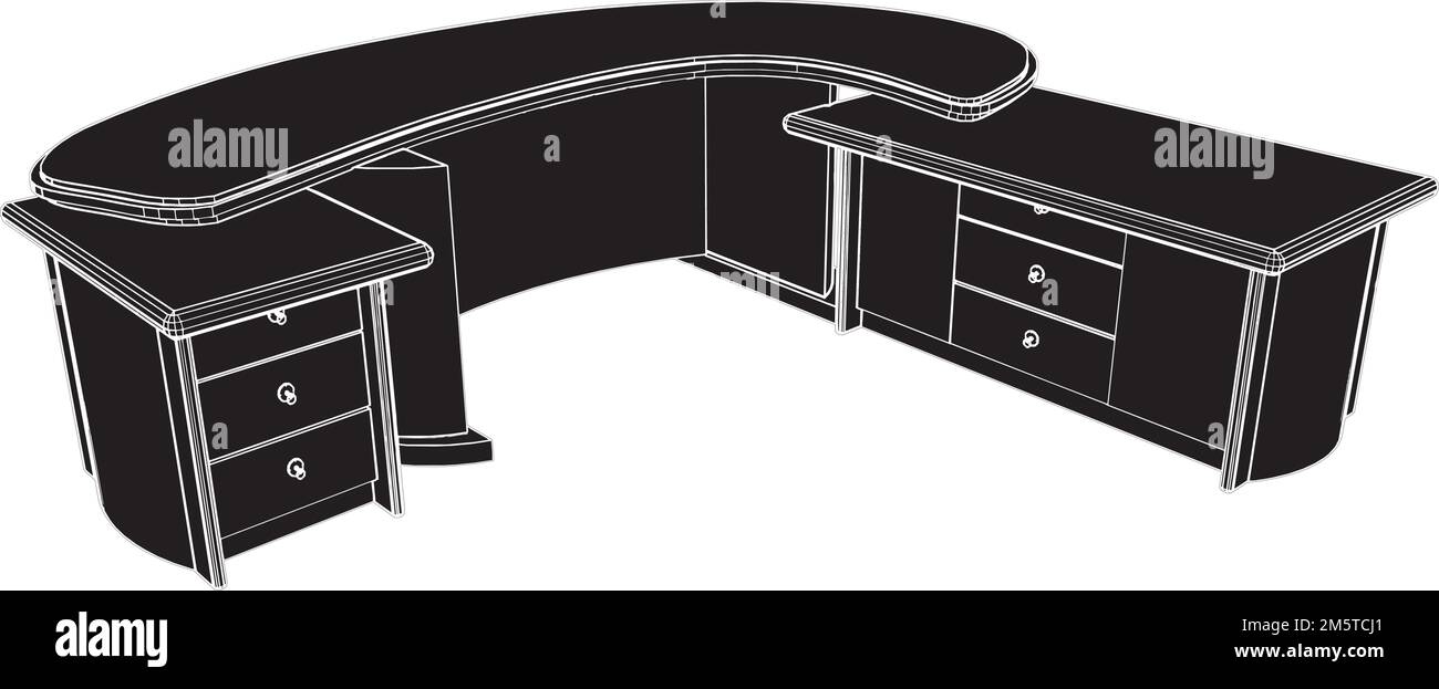 Working Place Office Table Vector. Illustration Isolated On White ...