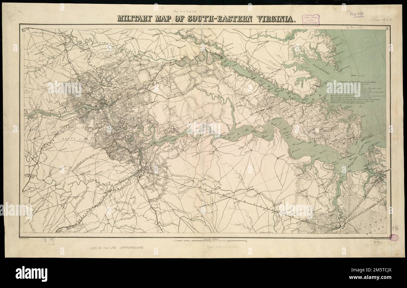 Military map of south-eastern Virginia. Indicates 5-mile concentric ...