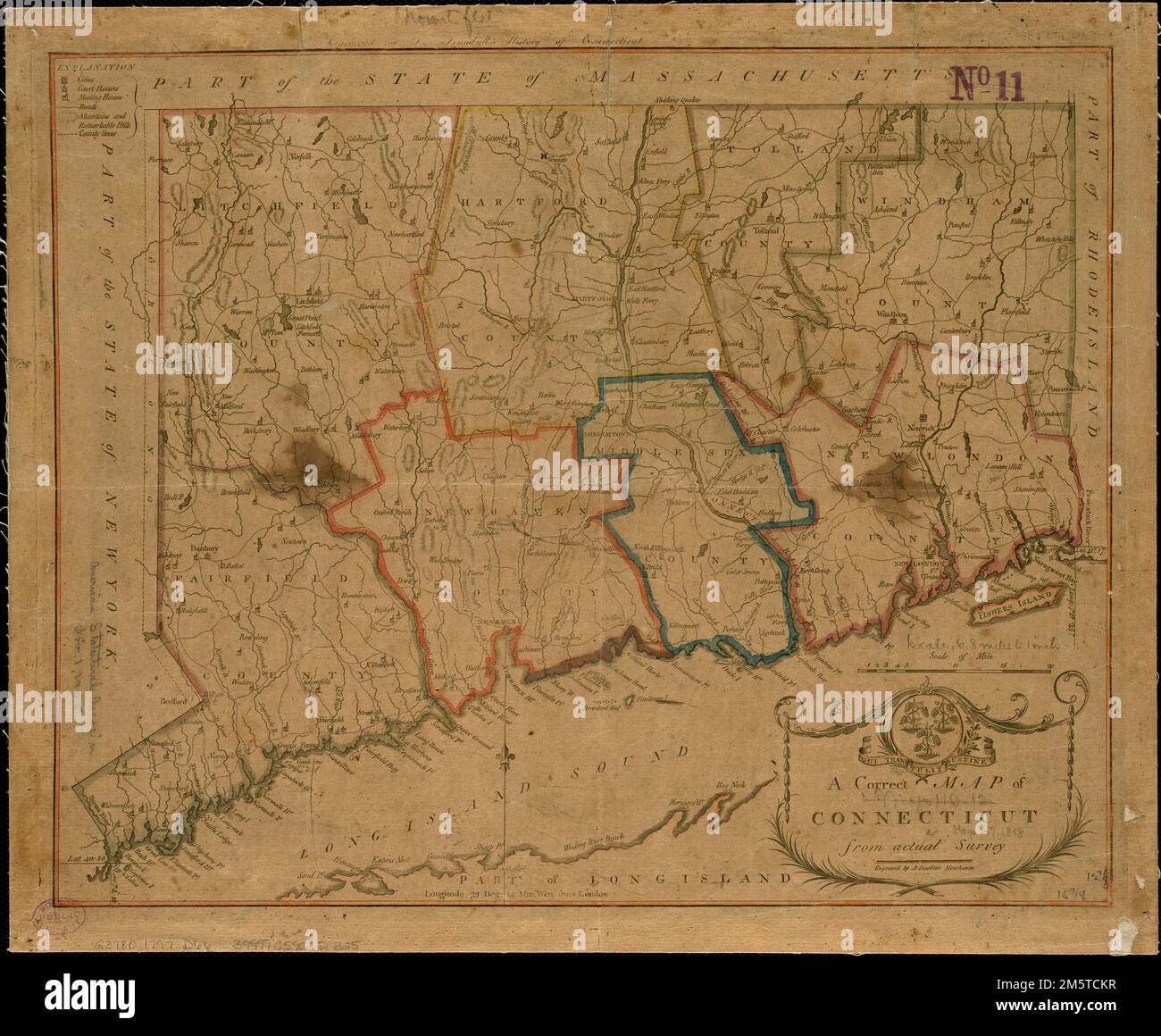 A correct map of Connecticut from actual survey. Relief shown by ...