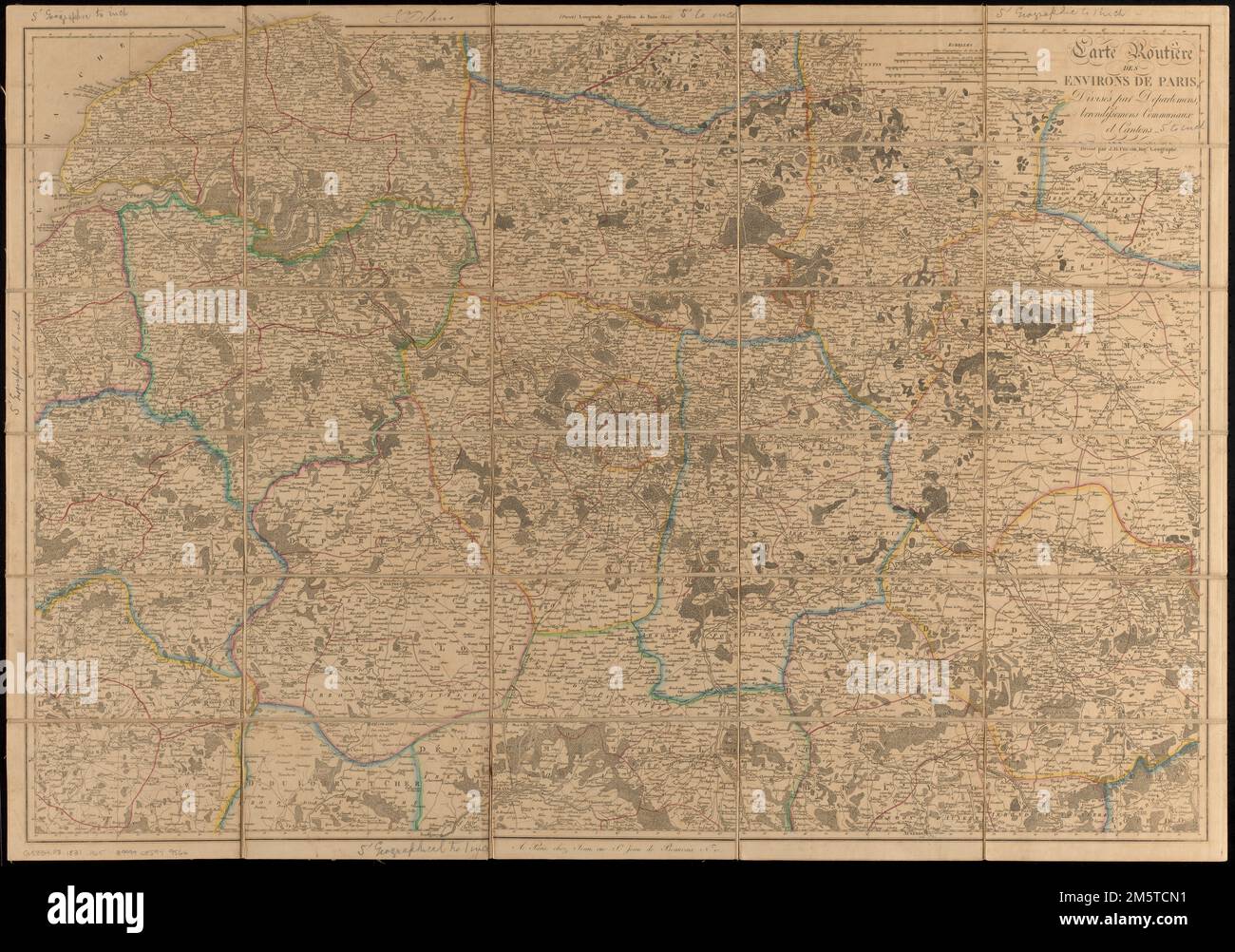 Carte routière des environs de Paris, divisés par departemens ...