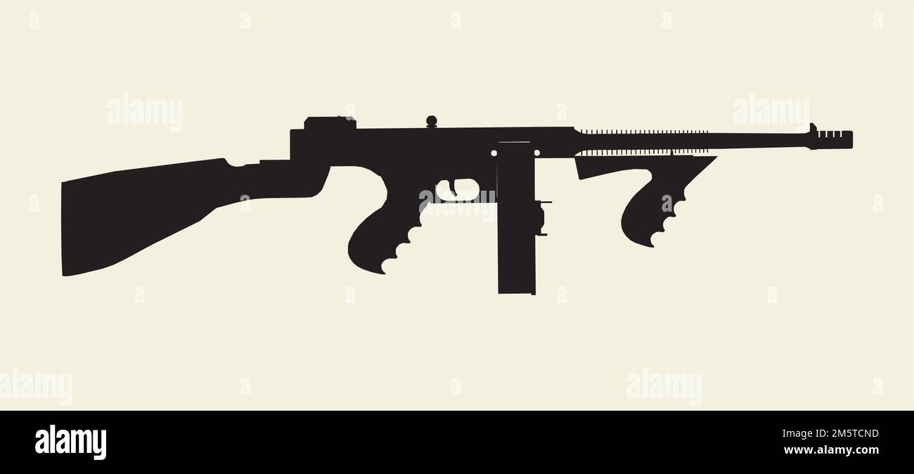 Gangster Machine Gun Vector. Illustration Isolated On White Background ...