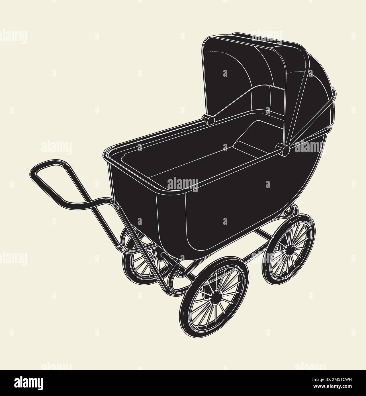 Baby Stroller Vector. Illustration Isolated On White Background. A ...