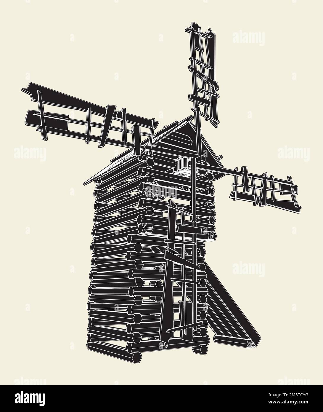 Wooden Windmill Vector Stock Vector Image & Art - Alamy