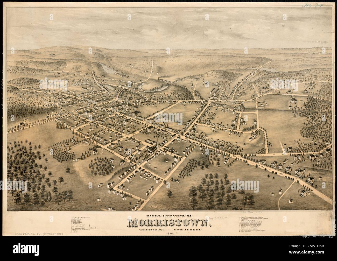 Bird's eye view of Morristown, Morris Co., New Jersey : 1876. Includes ...