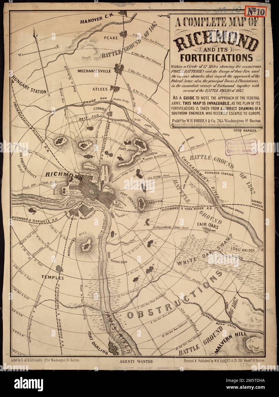 A complete map of Richmond and its fortifications within a circle of 12 ...