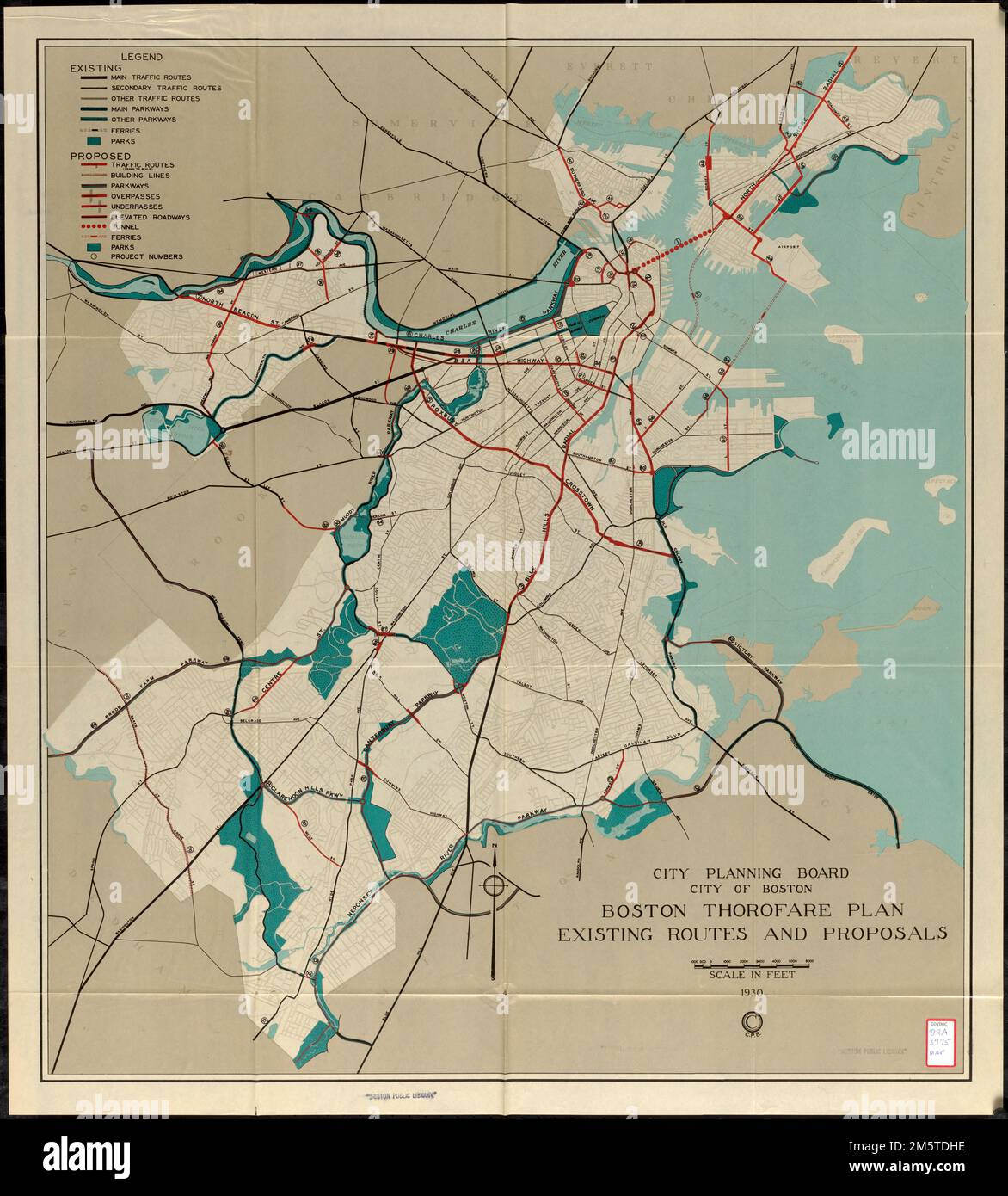 Boston thorofare plan existing routes and proposals.. From a ...