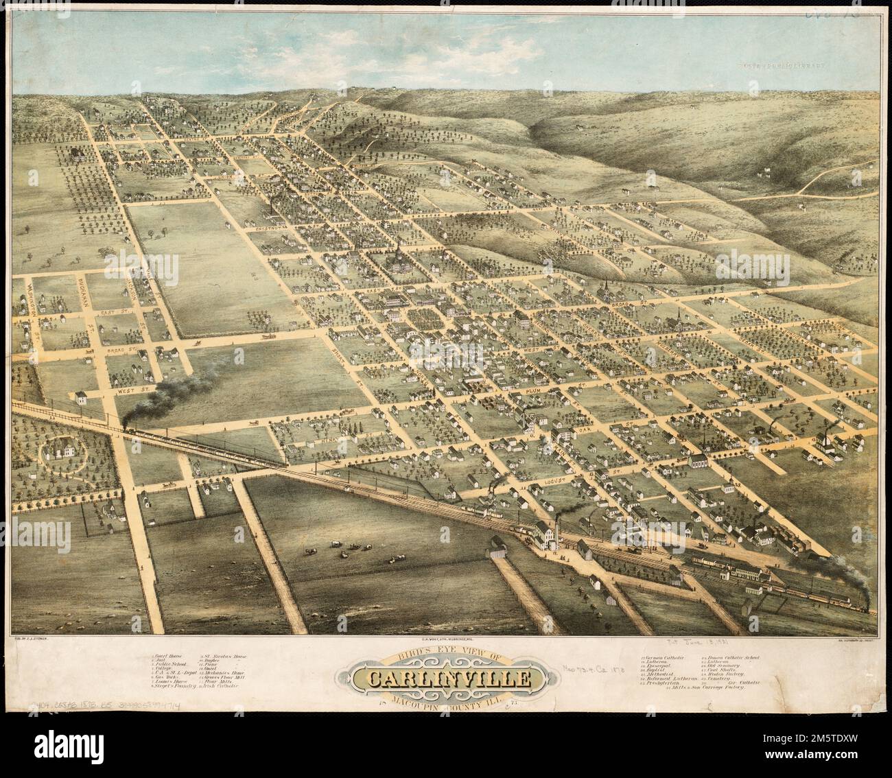 Bird's eye view of Carlinville, Macoupin County Ill : 1873. Includes ...