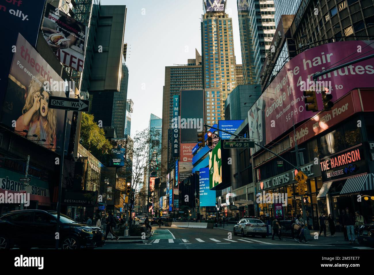 Famous Times Square landmark in New York downtown with mock up ...