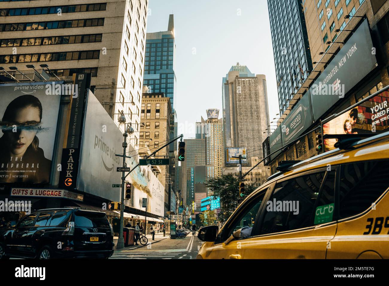 Famous Times Square landmark in New York downtown with mock up ...