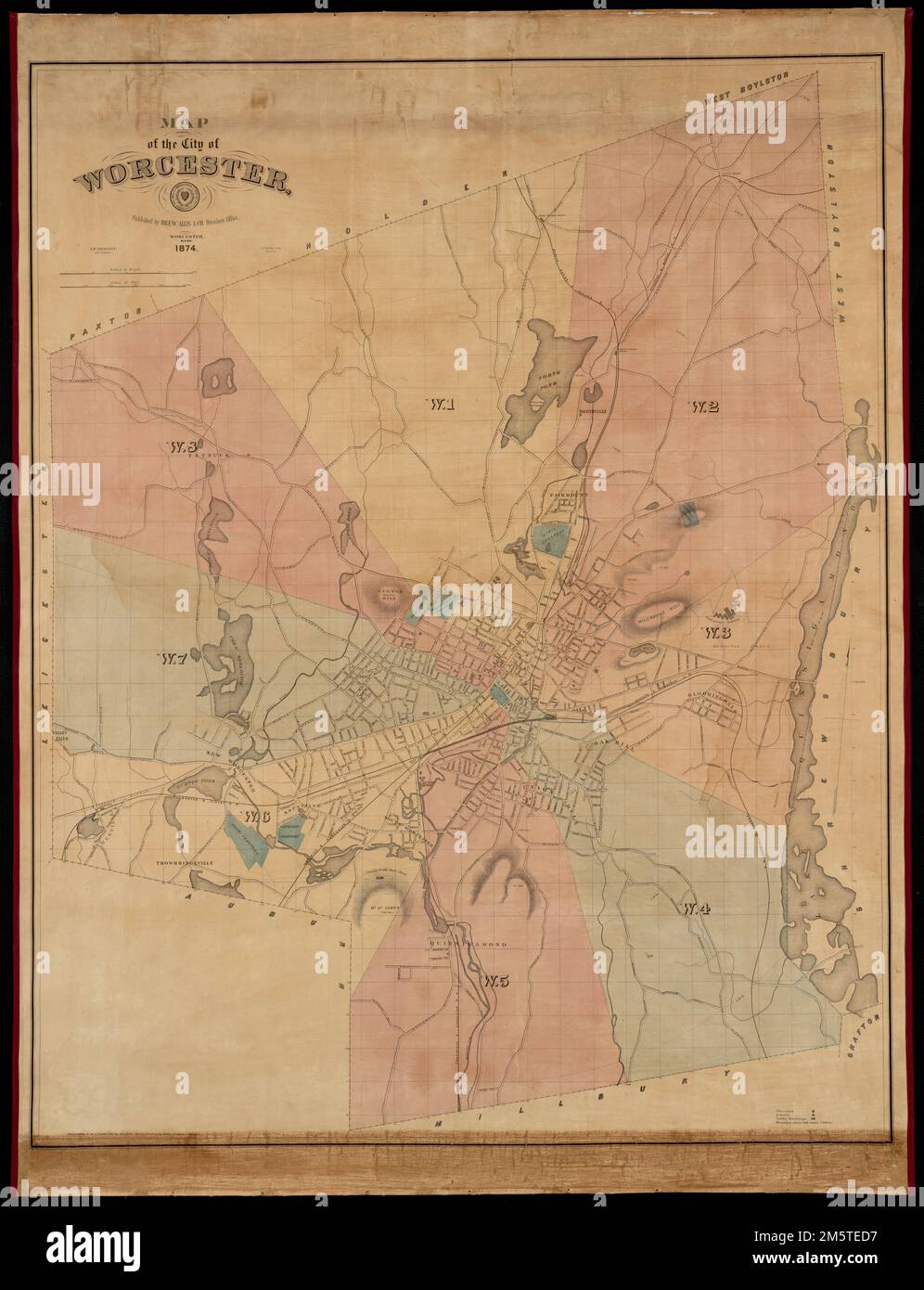 Map of the city of Worcester. Relief shown by hachures. Includes ...