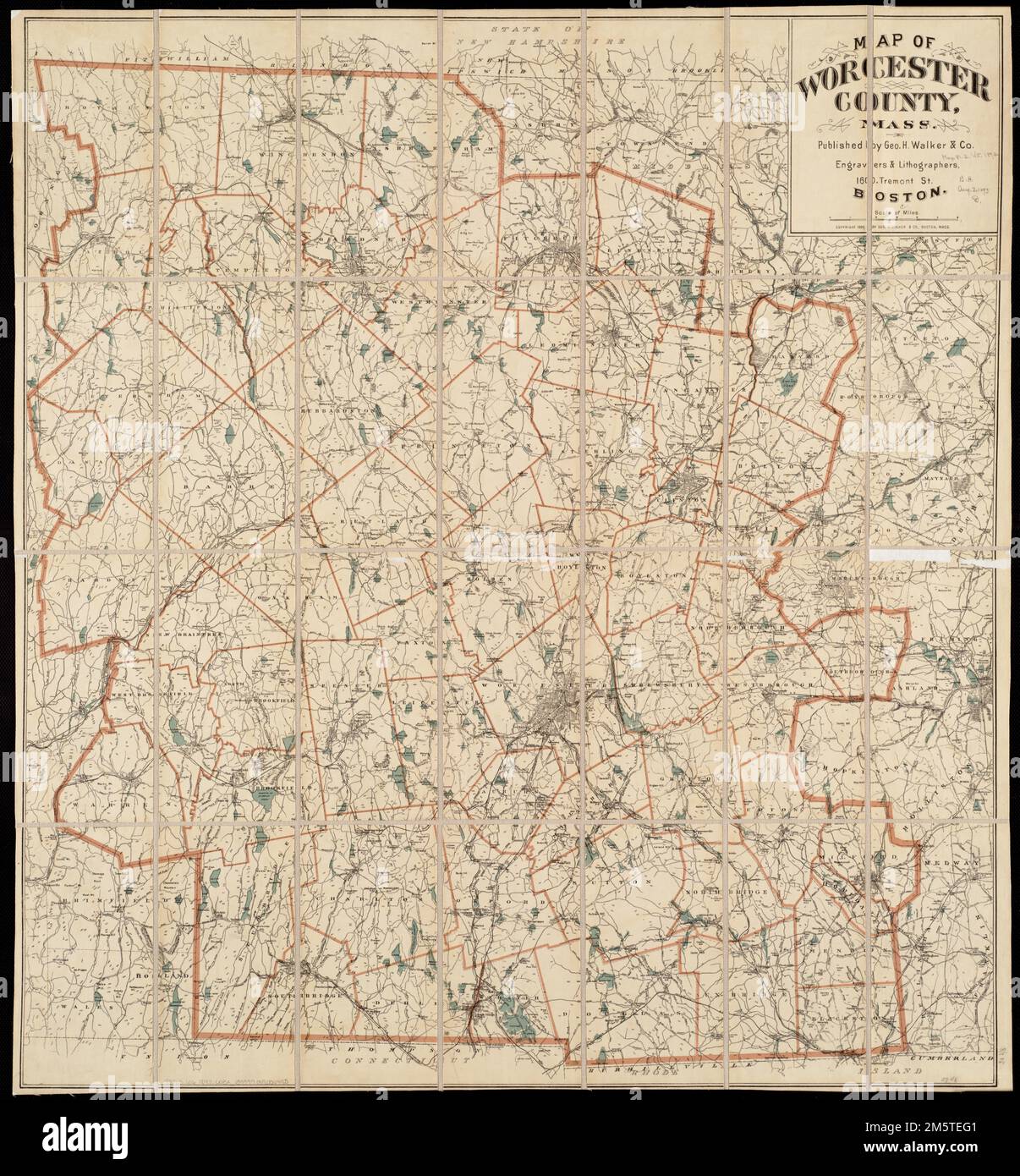 Map of Worcester County, Mass. Relief shown by spot heights ...
