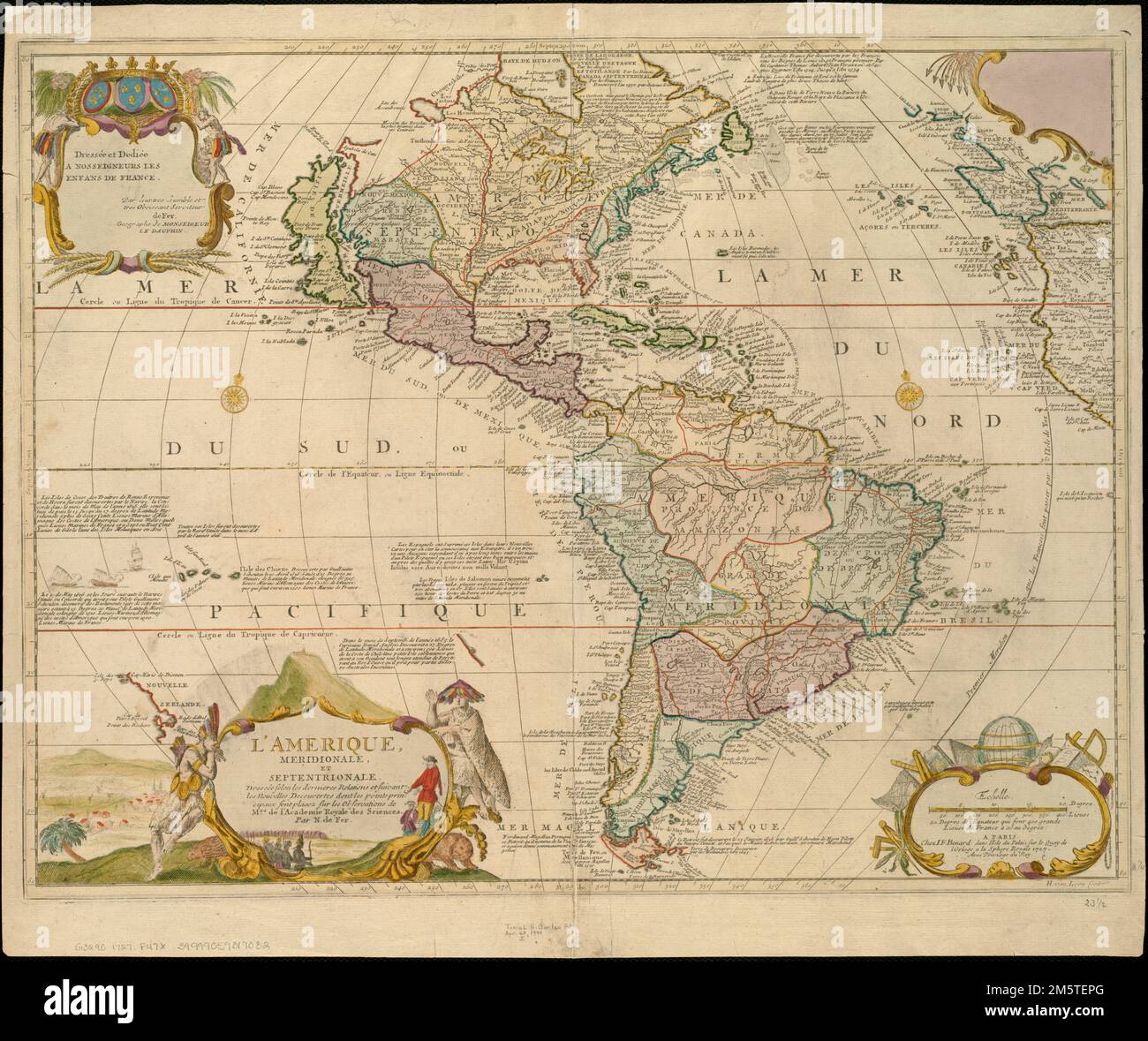 L'Amerique, meridionale, et septentrionale. Relief shown pictorially ...