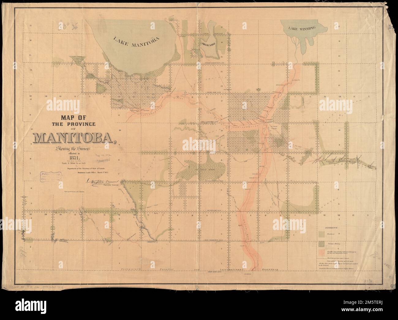 Map of the province of Manitoba, shewing the surveys effected in 1871 ...