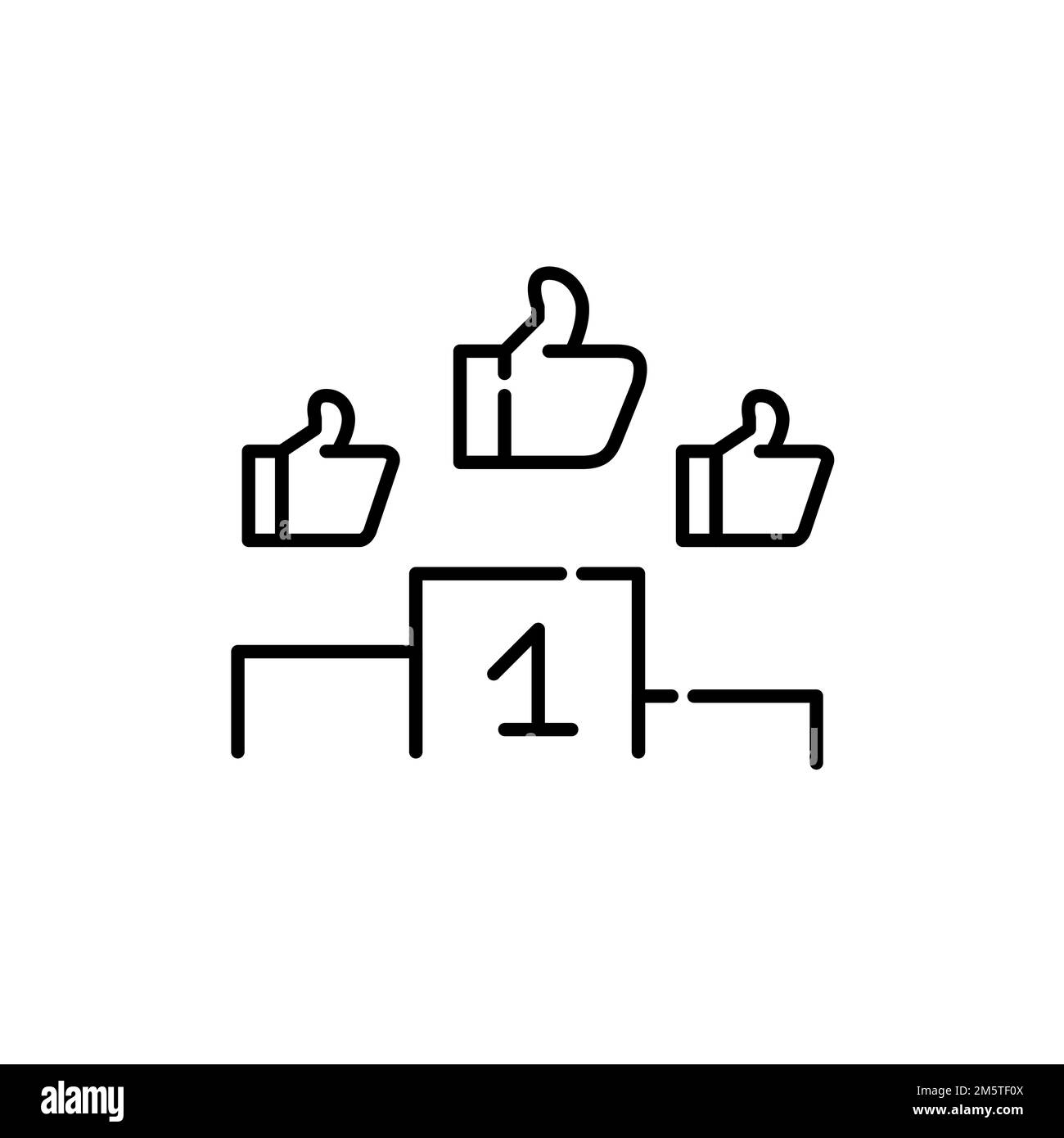 Customer approval thumbs up symbols on champion podium. Pixel perfect ...