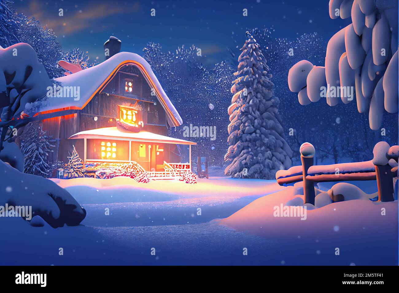 Winter Village Scene