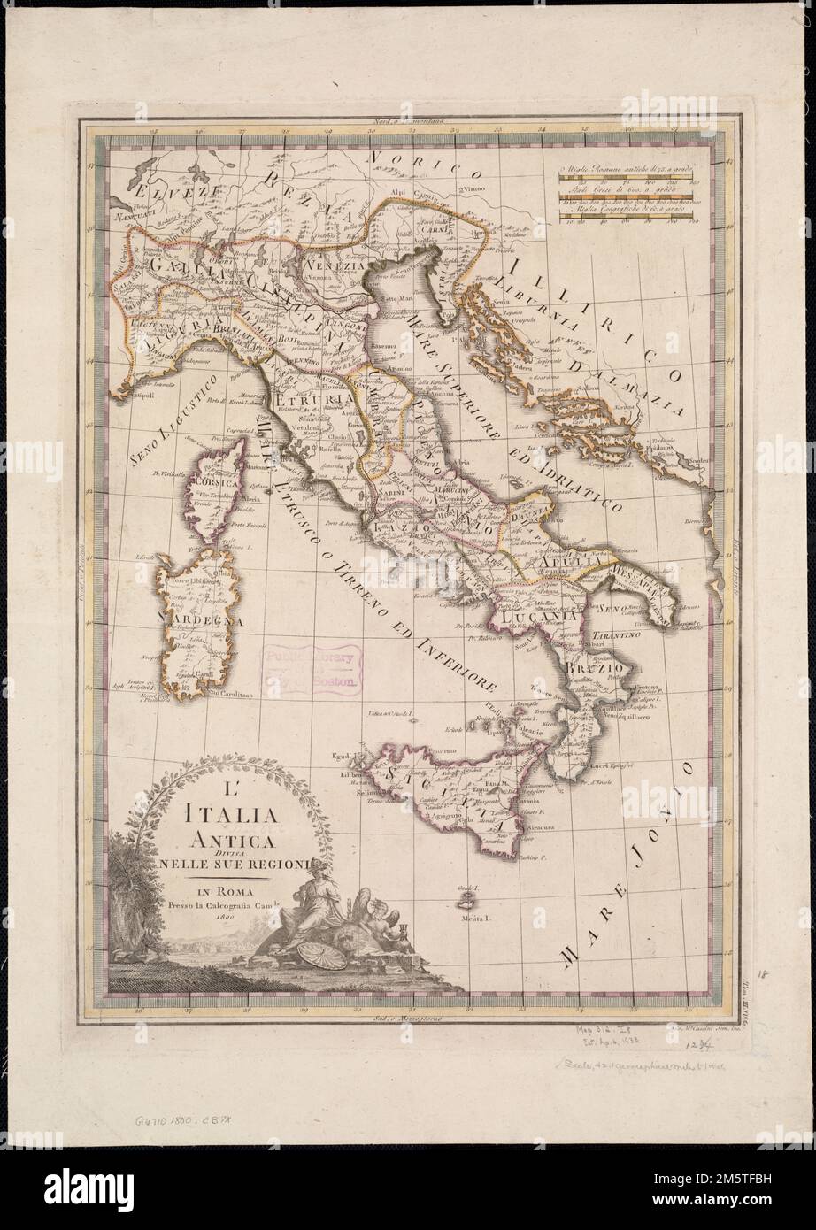 L'Italia antica divisa nelle sue regioni. Relief shown pictorially. In ...