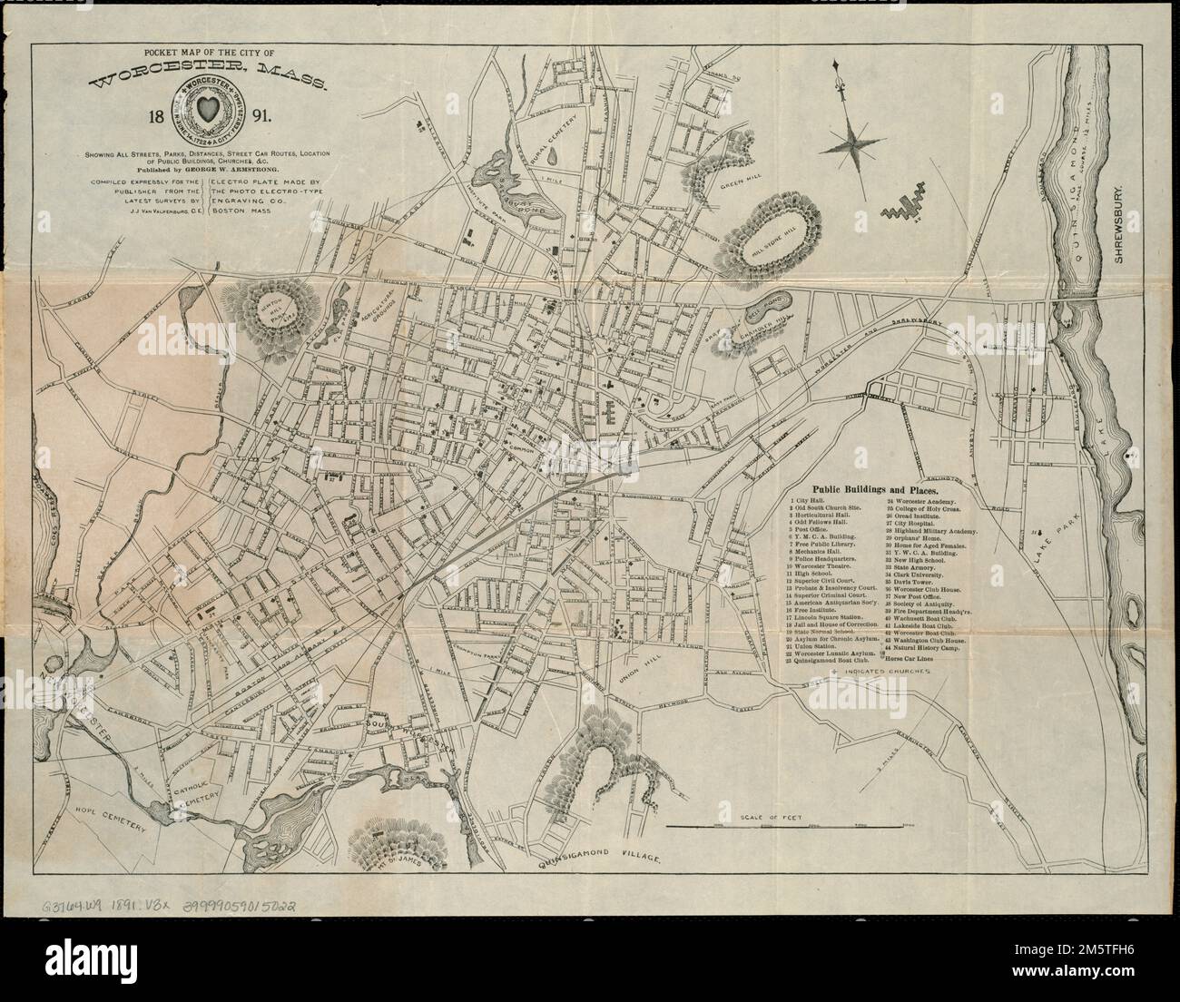 Pocket map of the city of Worcester, Mass : showing all streets, parks ...