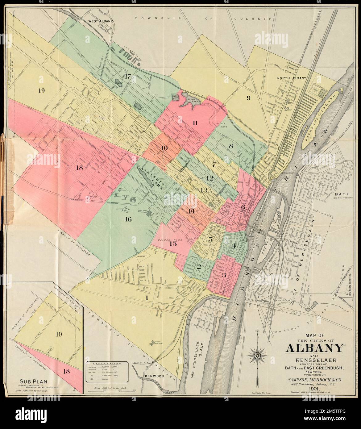 Map of the cities of Albany and Rensselaer and portions of Bath and ...