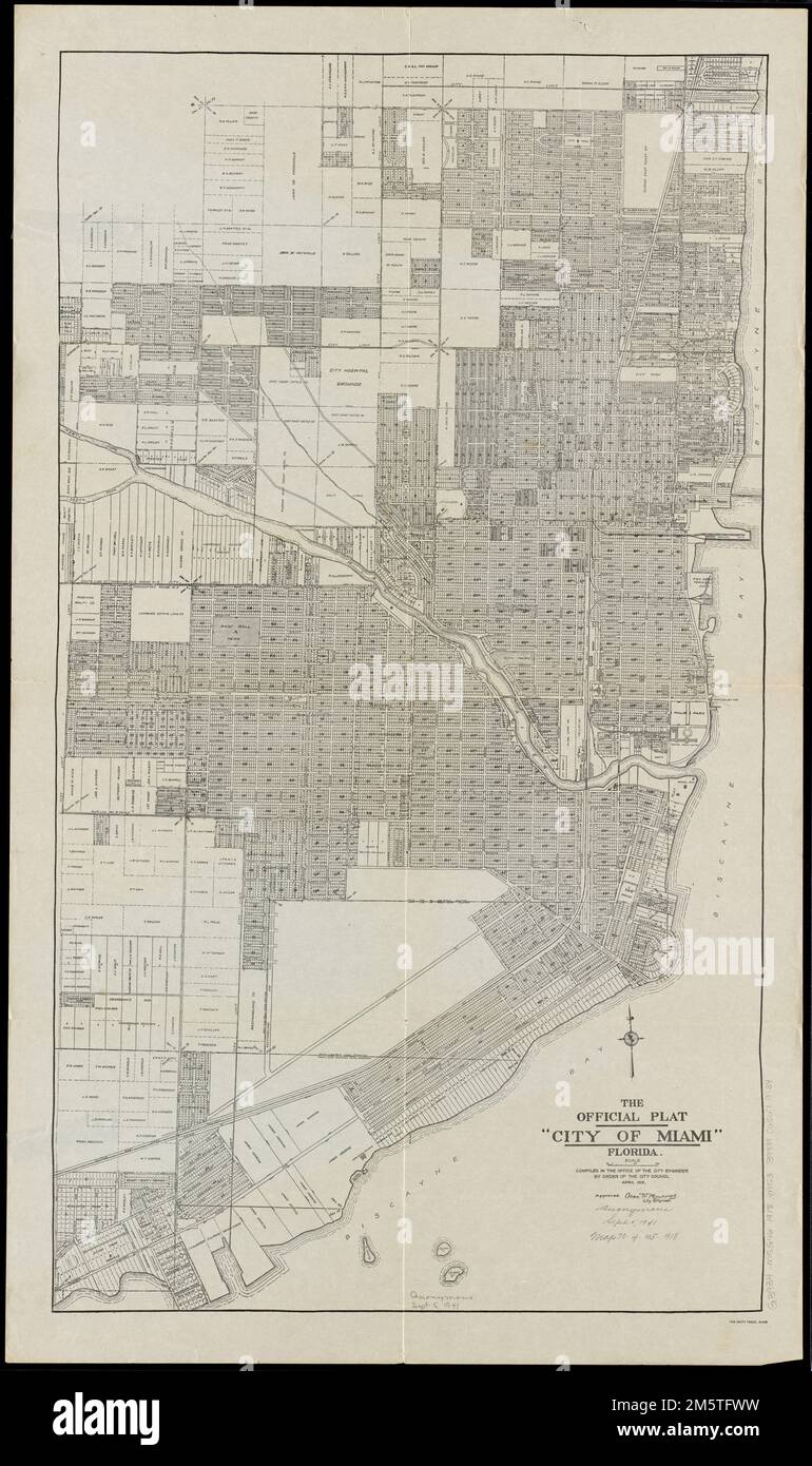 The official plat "City of Miami," Florida. Shows plats and some ...
