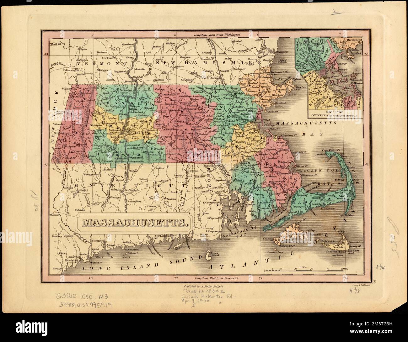Massachusetts. Relief shown by hachures. Inset: Map of the country in ...
