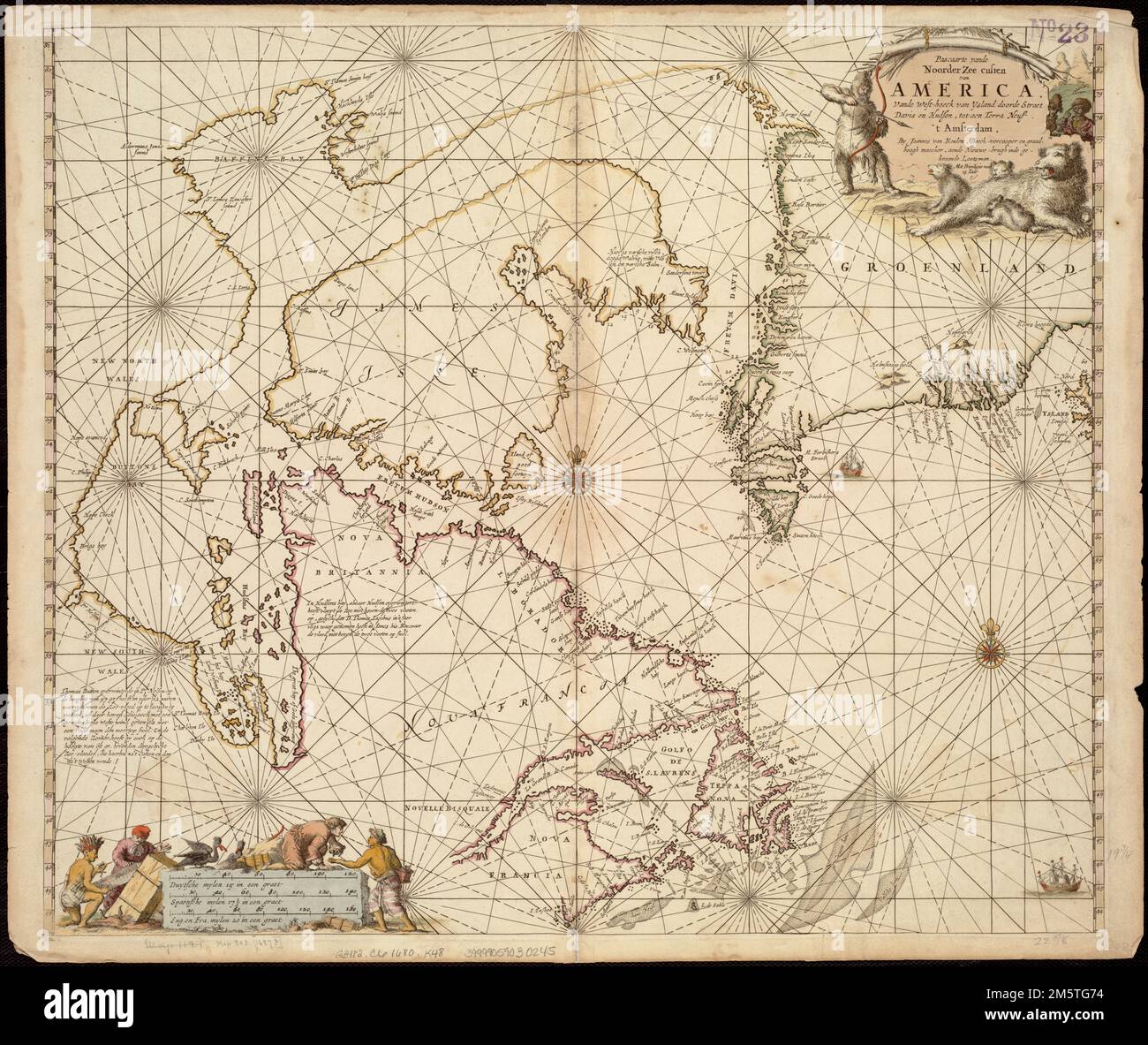 Pascaarte vande Noorder Zee custen van America, vande West-hoeck van ...