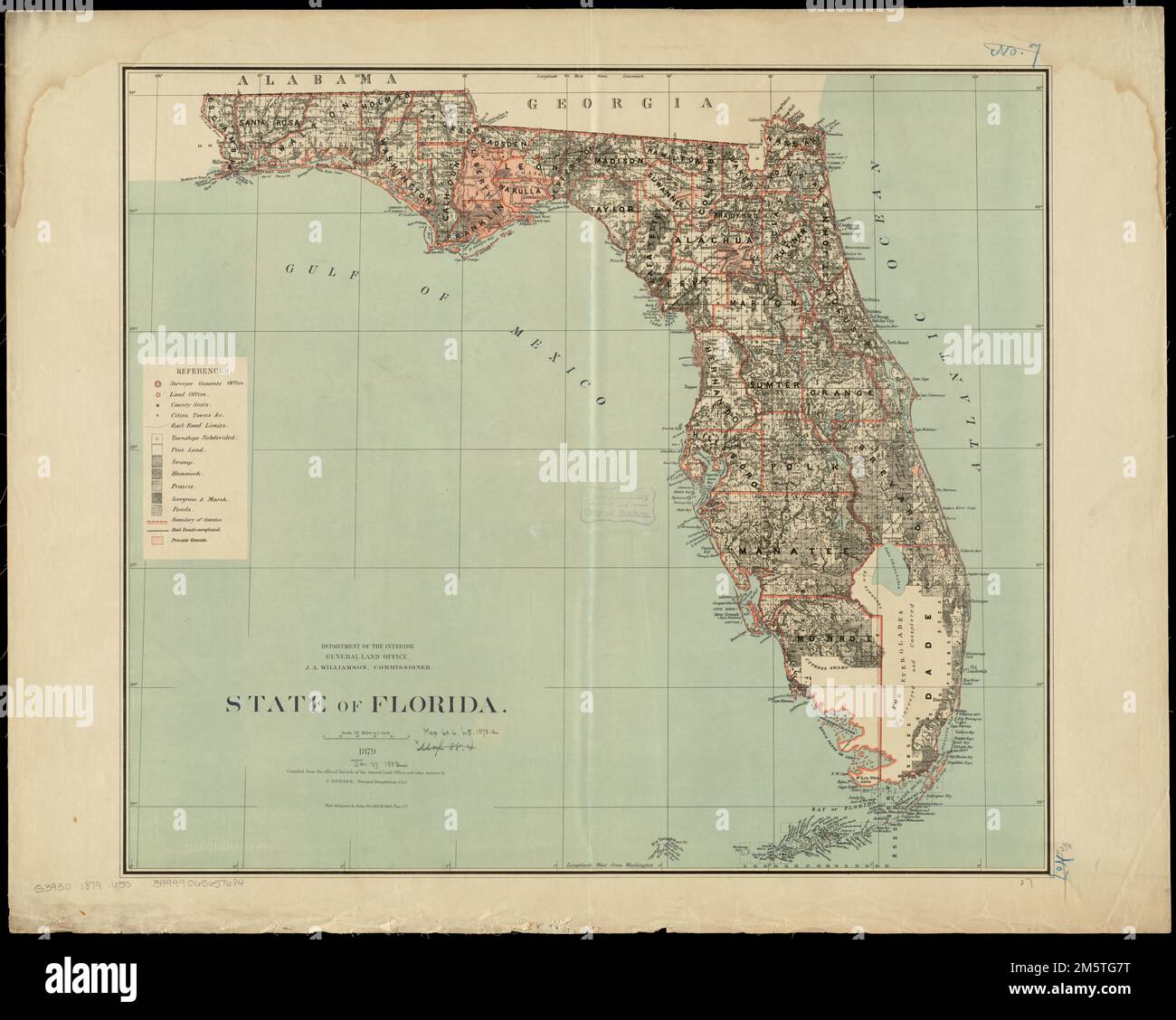 State of Florida. Relief shown by hachures. "J.A. Williamson ...